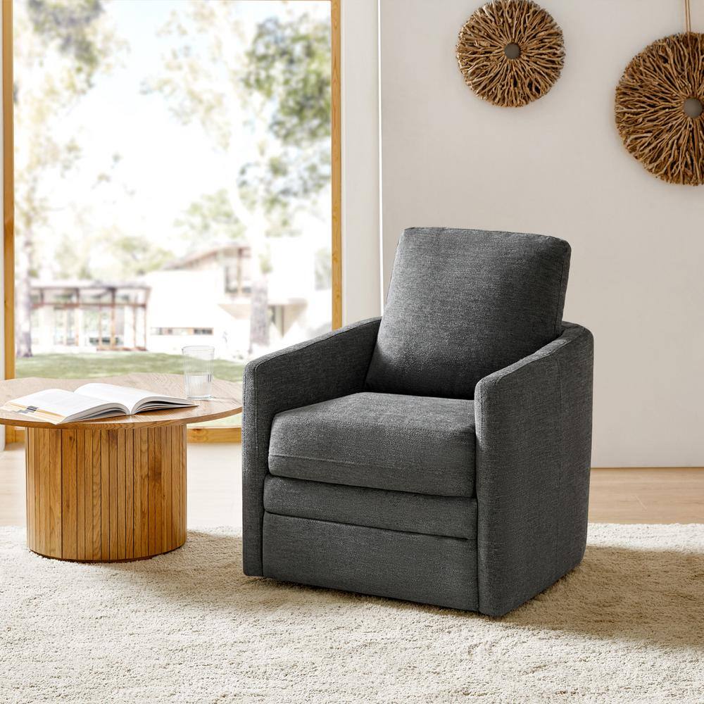 JAYDEN CREATION Lauren CHARCOAL Transitional Wooden Upholstered Living ...