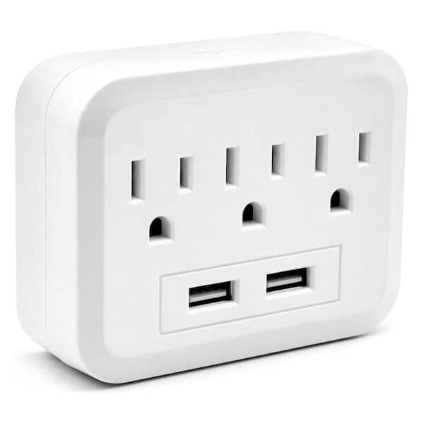 Yichuhaoxi 5-In-1 Wall Outlet Extender 3-Outlet 2-Ports Charger USB 5V ...