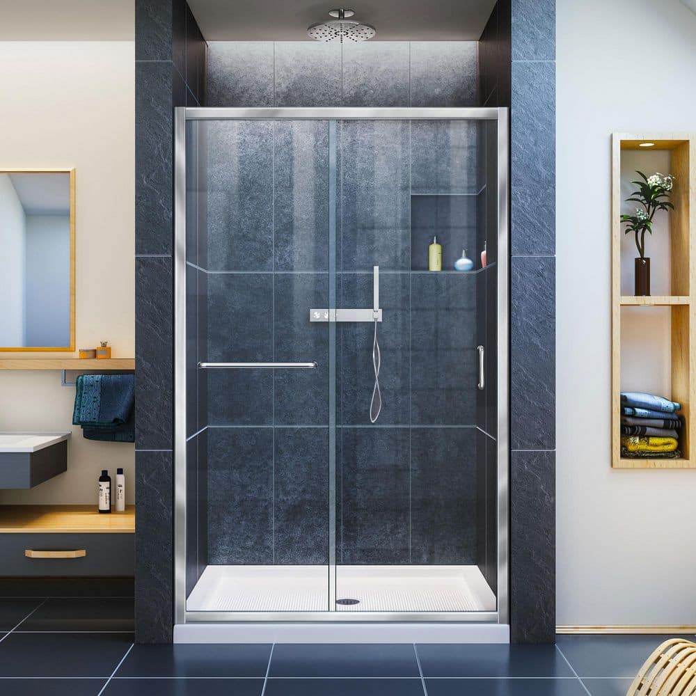 DreamLine Infinity-Z 36 in. x 48 in. Semi-Frameless Sliding Shower Door ...