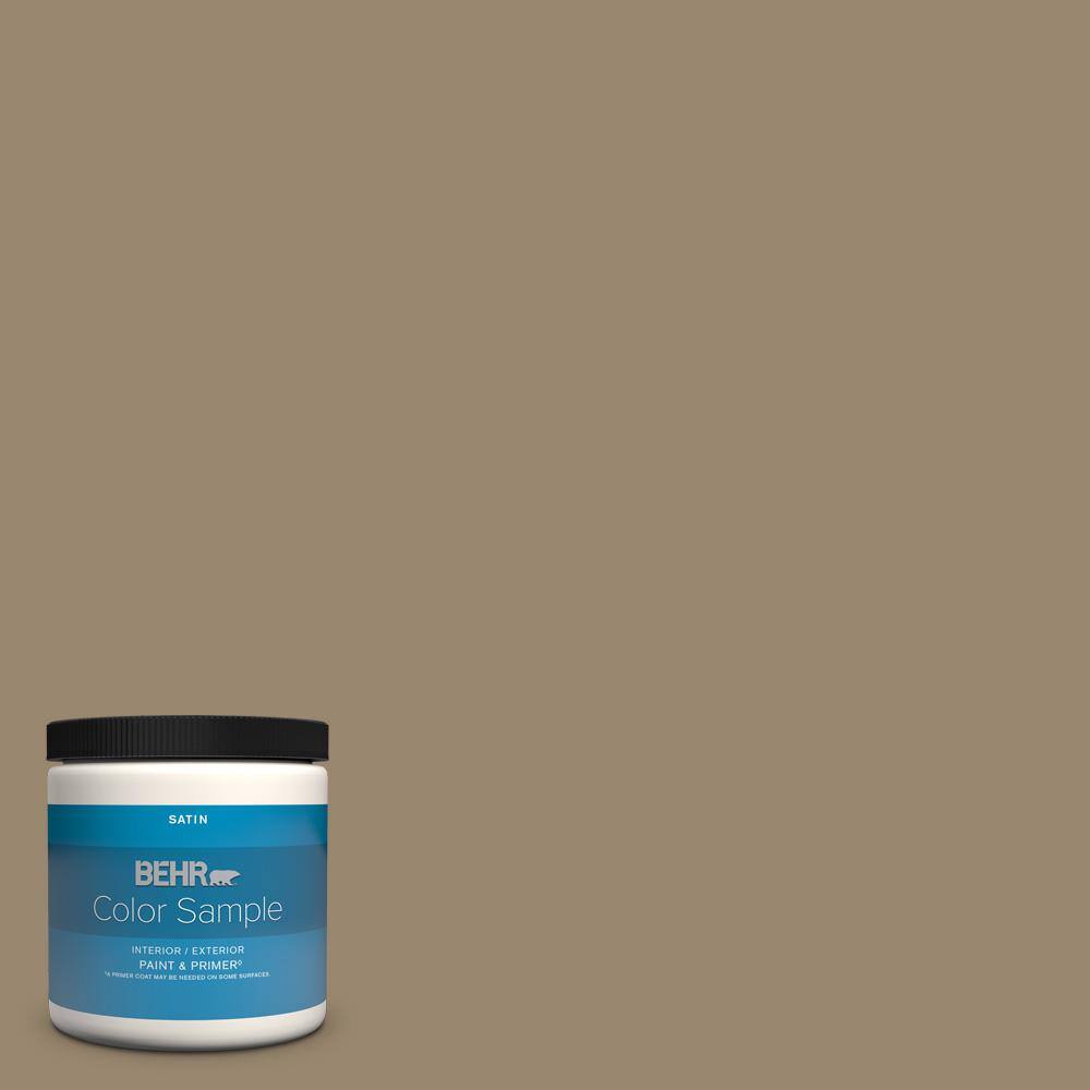 BEHR PREMIUM PLUS 8 oz. #710D-5 Mississippi Mud Satin Enamel Interior ...
