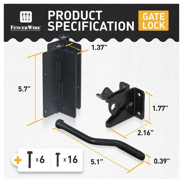 Fencer Wire Heavy Duty Metal Fence Gate Lock and Latch Hardware Kit ...