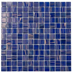 Apollo Tile Celestial 4" x 6" Glossy Blue & Gold Glass Mosaic Uniform ...