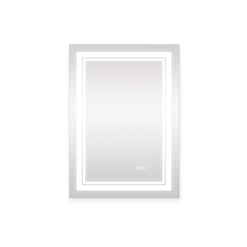 20 in. W x 28 in. H Rectangular Frameless Anti-Fog Wall Mount Dimmable ...