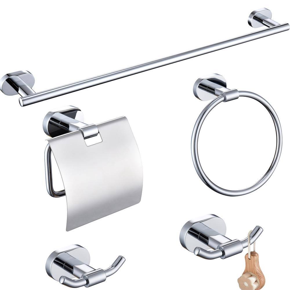 ruiling Wall Mounted 5 -Piece Bath Hardware Set with Towel Bar Hand ...