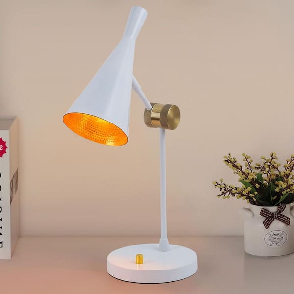 Zompoo Modern 17 in. 1-Light White Rotatable Standard Table Lamp for ...