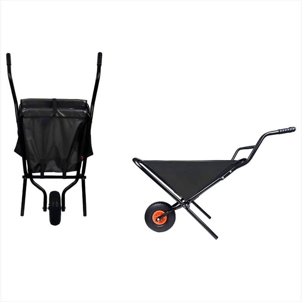 OGETFUUR 5 cu. ft. Fabric Powered Weelbarrow, Foldable Home Utility ...