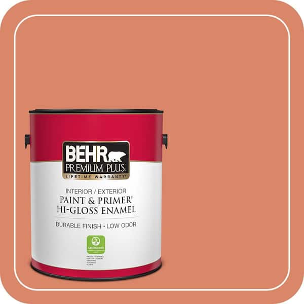 BEHR PREMIUM PLUS 1 gal. #M180-5 King Salmon Hi-Gloss Enamel Interior ...