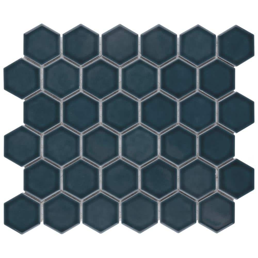 Merola Tile Tribeca 2 in. Hex Glacier Blue 11-1/8 in. x 12-5/8 in ...