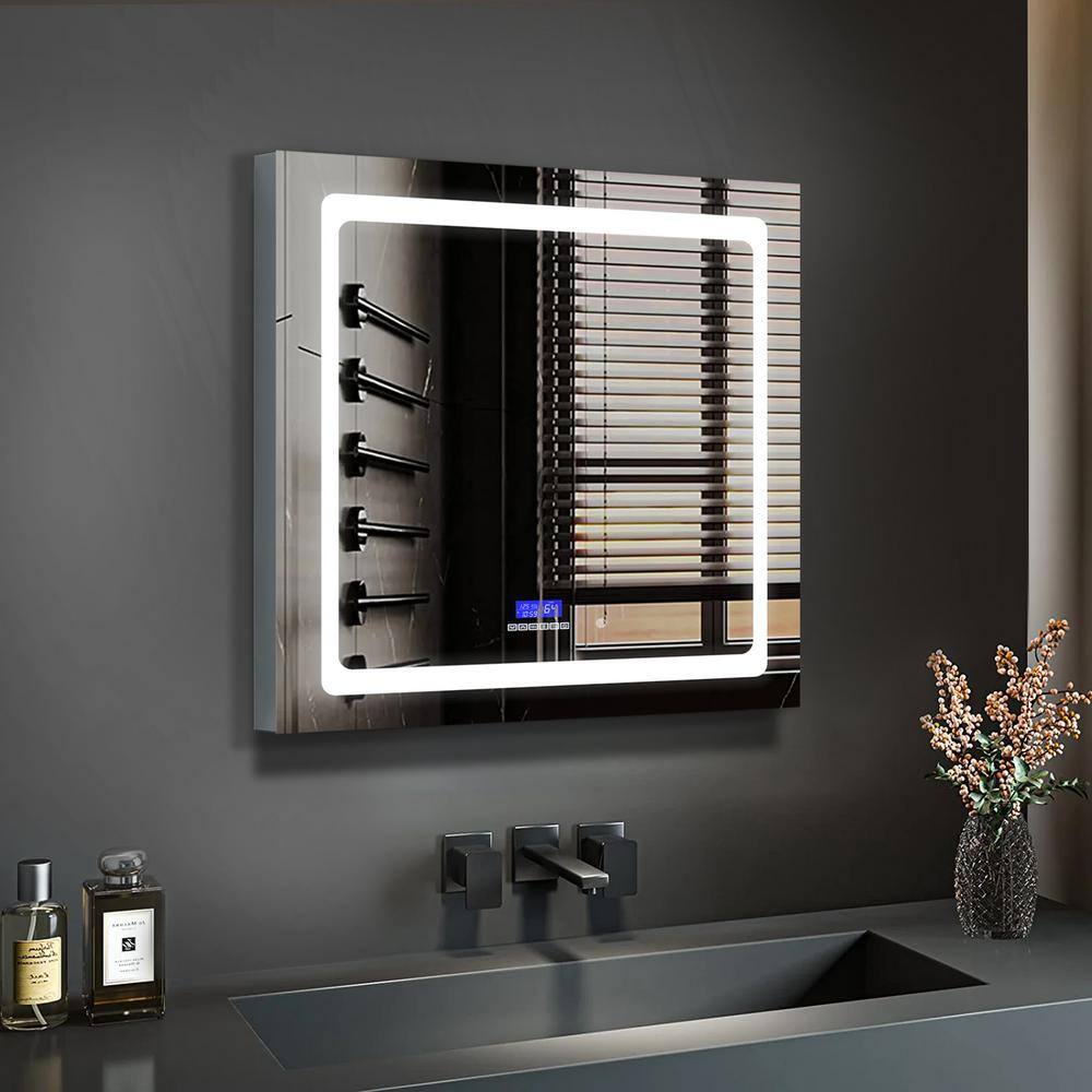 Lexora Bracciano 30 in. W x 36 in. H Surface-Mount LED Mirror Medicine ...