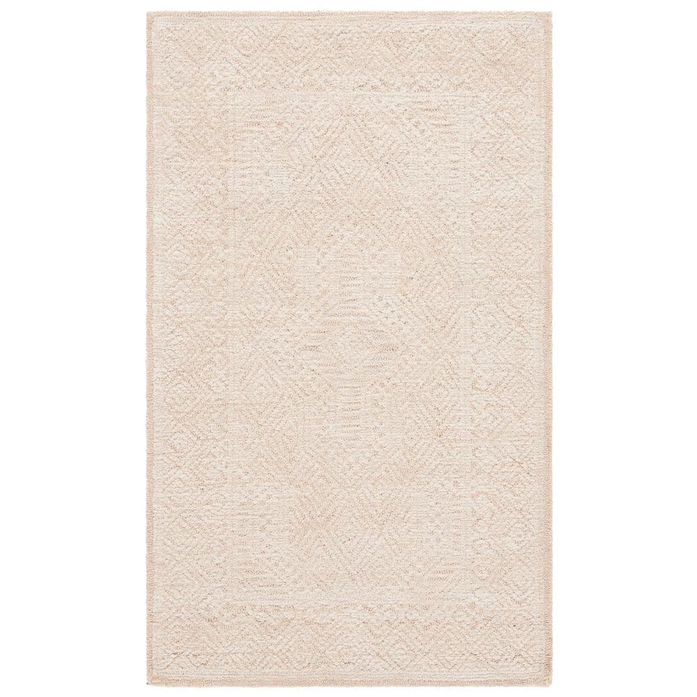 SAFAVIEH Textural 4 ft. x 6 ft. Beige/Blush Monochrome Ornate Area Rug ...