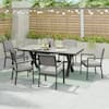 CORVUS Orville Gray 7-Piece Aluminum Outdoor Dining Set with Dark Gray ...