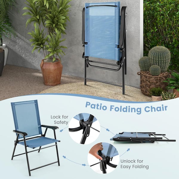 Costway set of 2 patio folding sling back camping deck chairs store