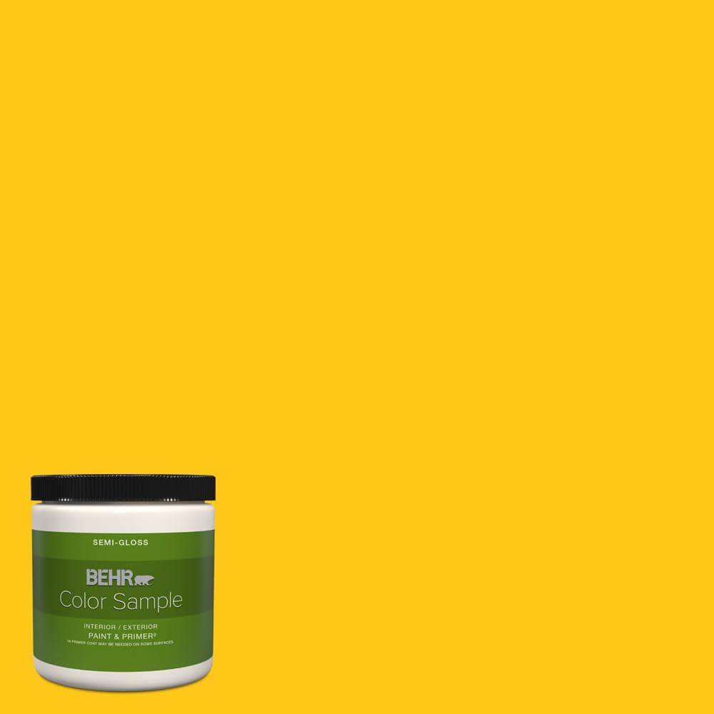 BEHR PREMIUM PLUS 8 oz. #P300-7 Unmellow Yellow Semi-Gloss Interior ...