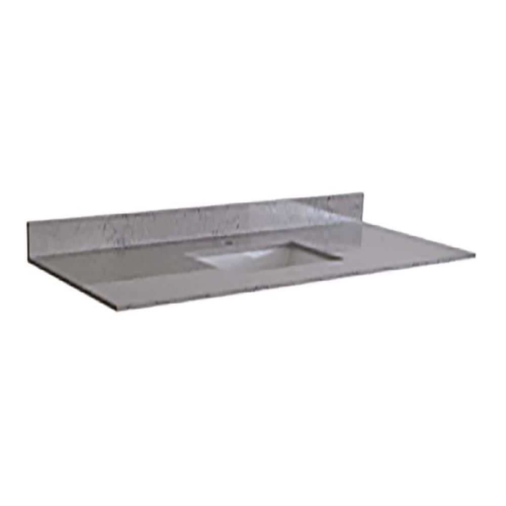 FUNKOL 49 in. W x 22 in. D Stone Vanity Top in Gray with White ... FUNKOL 49 in. W x 22 in. D Stone Vanity Top in Gray with White ...