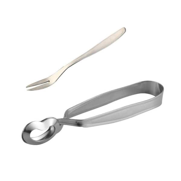 Anqtovp Stainless Steel Escargot Snail Tong and Fork Set Kitchen ...