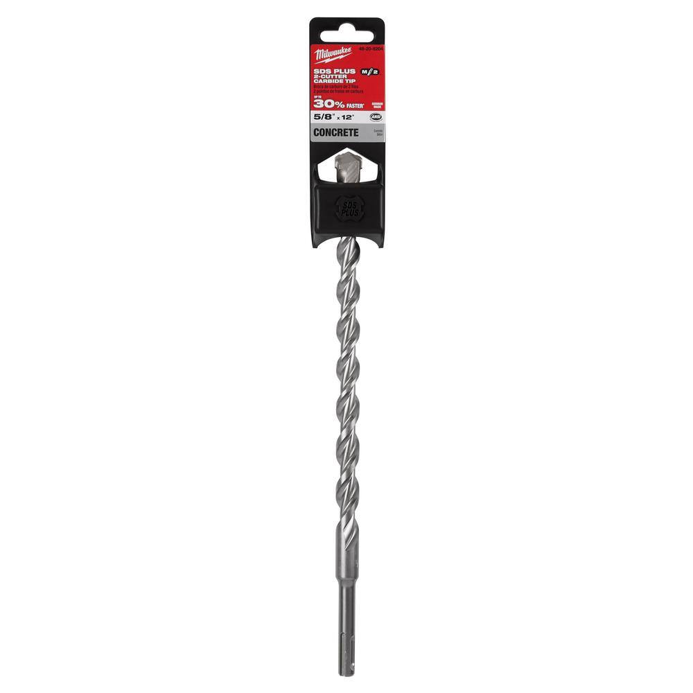 Milwaukee 5/8 in. x 12 in. 2-Cutter SDS-PLUS Carbide Drill Bit 48-20 ...