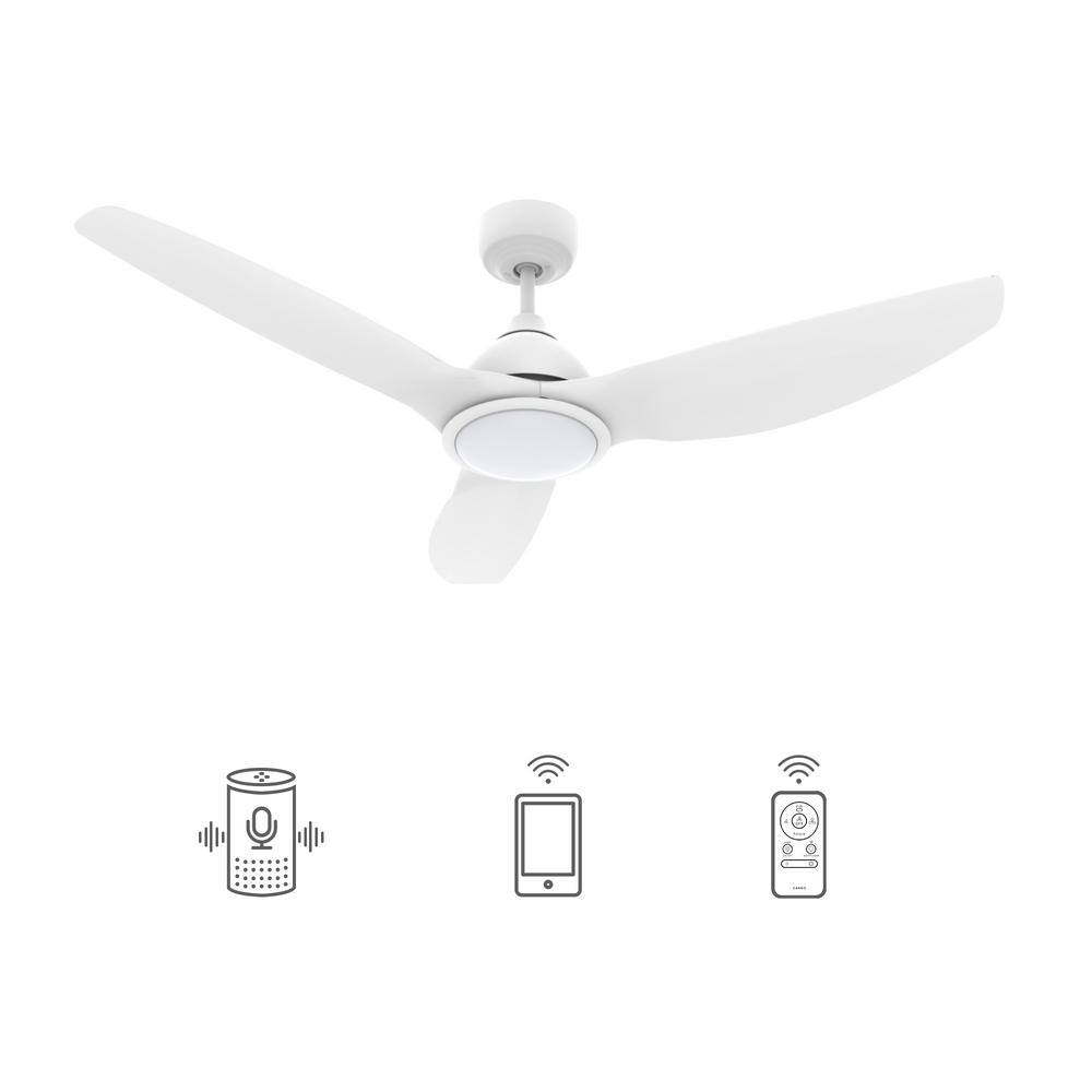 CARRO Cresta 52 in. Dimmable LED Indoor White Smart Ceiling Fan with ...