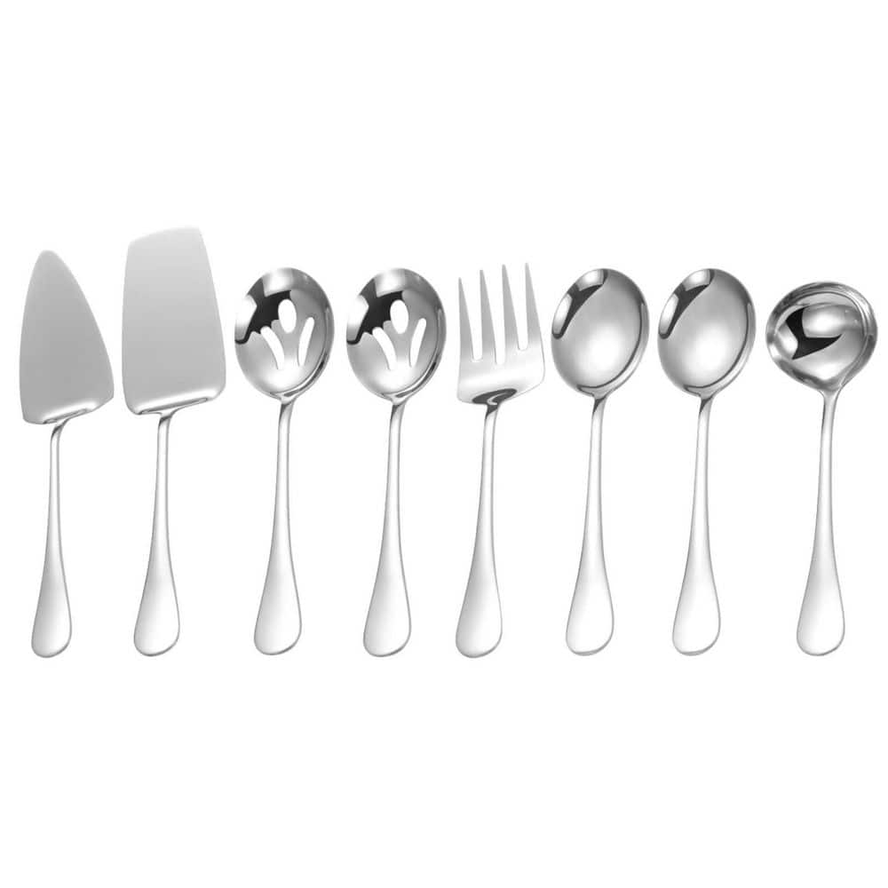 Wudkey 8-Piece Stainless Steel Flatware Serving Sets, Including Serving ...