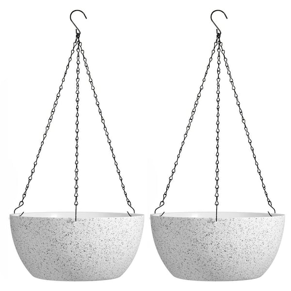 White Fabric Macrame Hanging Planter with PP Plastic Self Watering ...