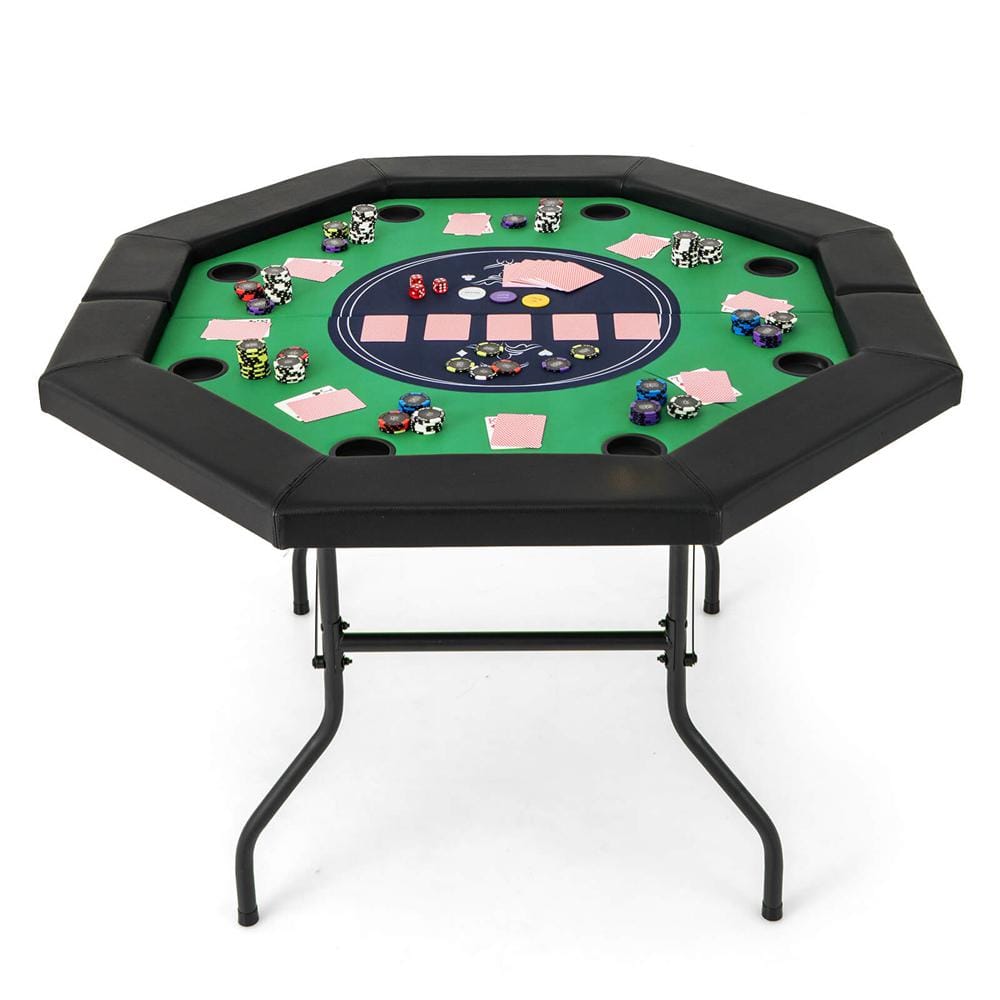 Costway 48 in. Foldable Poker Table for 8-Players Portable Blackjack ...