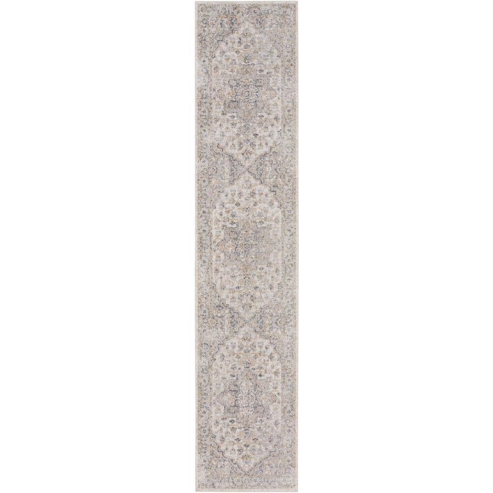 Nourison Astra Machine Washable Silver Grey 2 ft. x 10 ft. Distressed ...