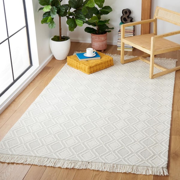 SAFAVIEH Natura 8 ft. x 10 ft. Ivory Monochrome Diamond Area Rug ...
