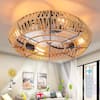 Deyidn 19.69 in. Indoor Hemp Rope Ceiling Fan Light Brown with Light ...