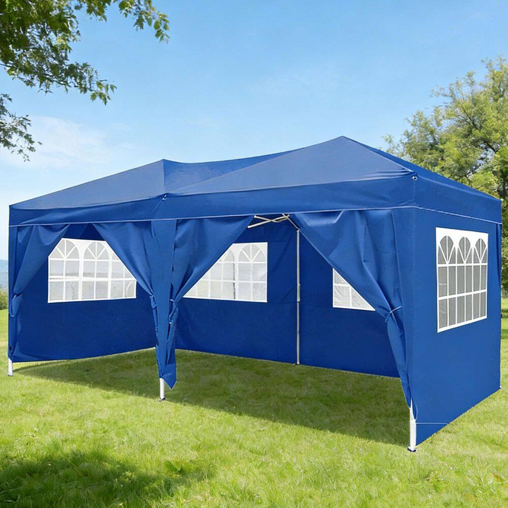 Coporesell 10 ft. x 20 ft. Blue EZ Pop Up Canopy Outdoor Portable Party ...