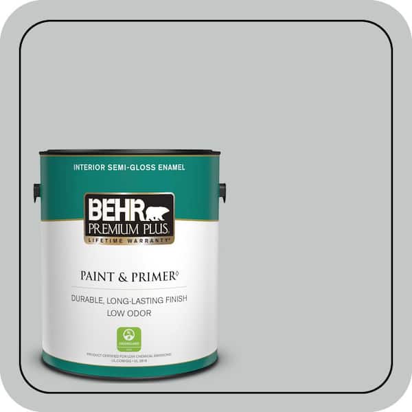 BEHR PREMIUM PLUS 1 gal. #N450-2 Zero Gravity Semi-Gloss Enamel Low ...