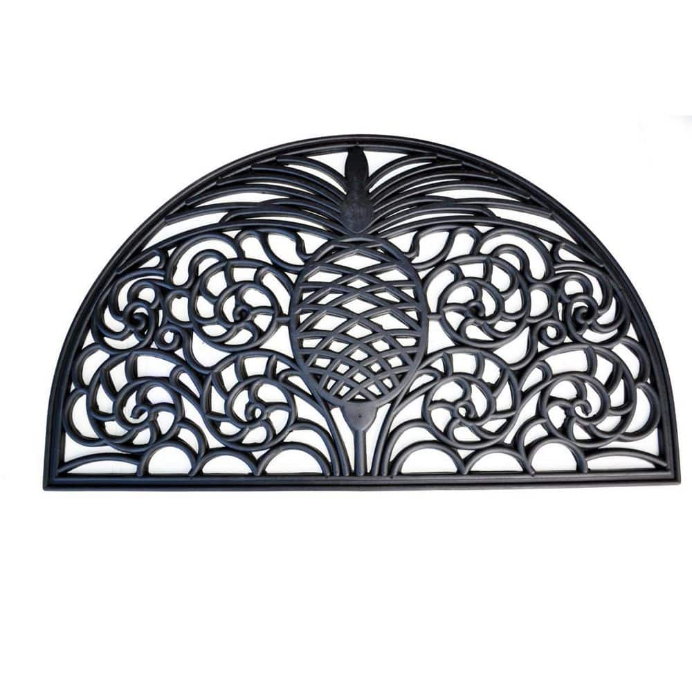 HomeRoots 30 in. x 18 in. Black Rubber Outdoor Door Mat 2000573970 ...