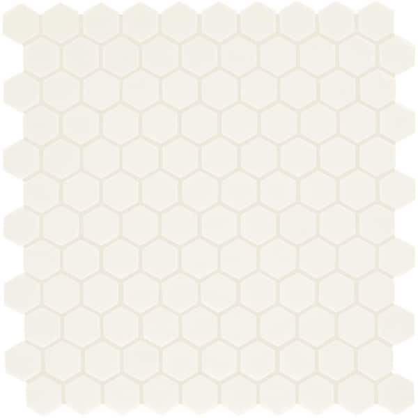 Daltile Uptown Glass Alabaster 11 in. x 12 in. Matte Glass Hexagon ...