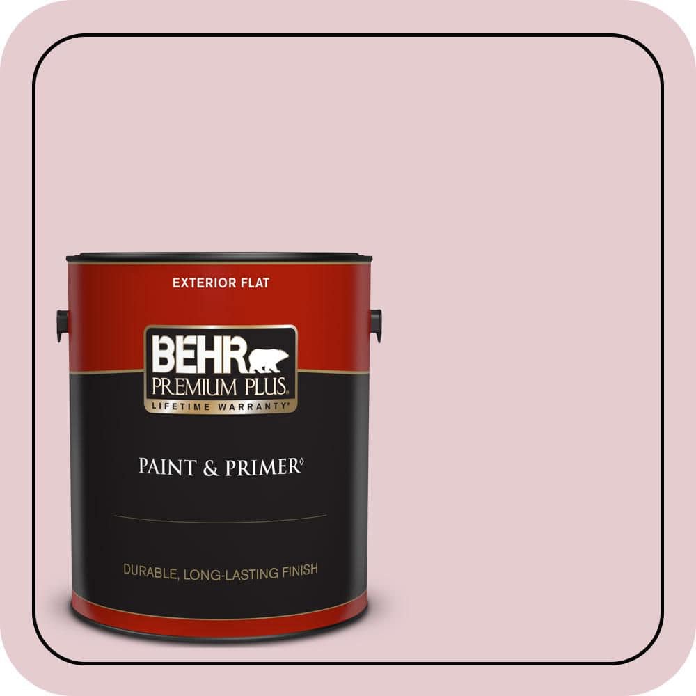 BEHR PREMIUM PLUS 1 gal. #100C-2 Cool Pink Flat Exterior Paint & Primer ...
