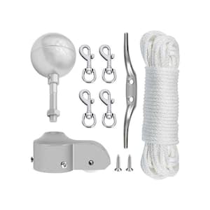 Phewnyzo 50 ft. Halyard Rope Flagpole Hardware Repair Parts Kit with 3 ...