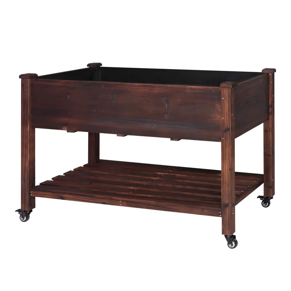 VEIKOUS 47 in. x 23 in. x 33 in. Brown Cedar Wooden Raised Garden Bed ...