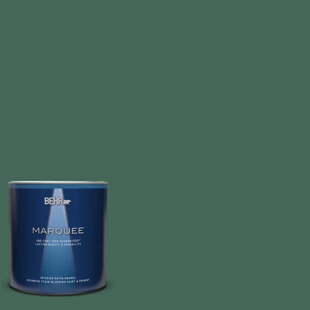 BEHR MARQUEE 1 qt. #M420-7 Billiard Green Satin Enamel Interior Paint ...