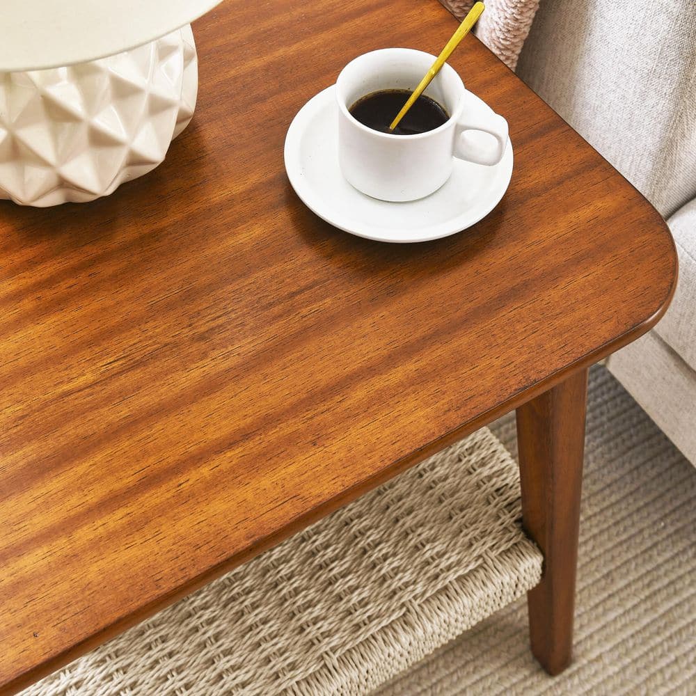 Noble House Norbert Mid-Century 23 in. Walnut Square Wood End Table ...