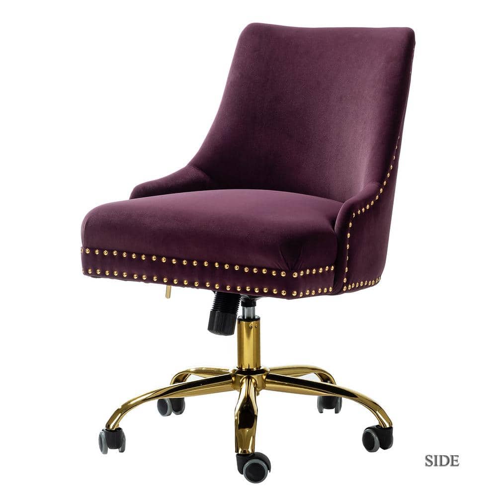 JAYDEN CREATION Bella Purple Nailhead Swivel Task Chair OFM0003-PURPLE ...