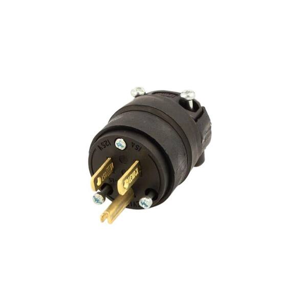 Leviton 15 Amp 125-Volt Rubber Grounding Plug 515PR-R R70-515PR-00R ...