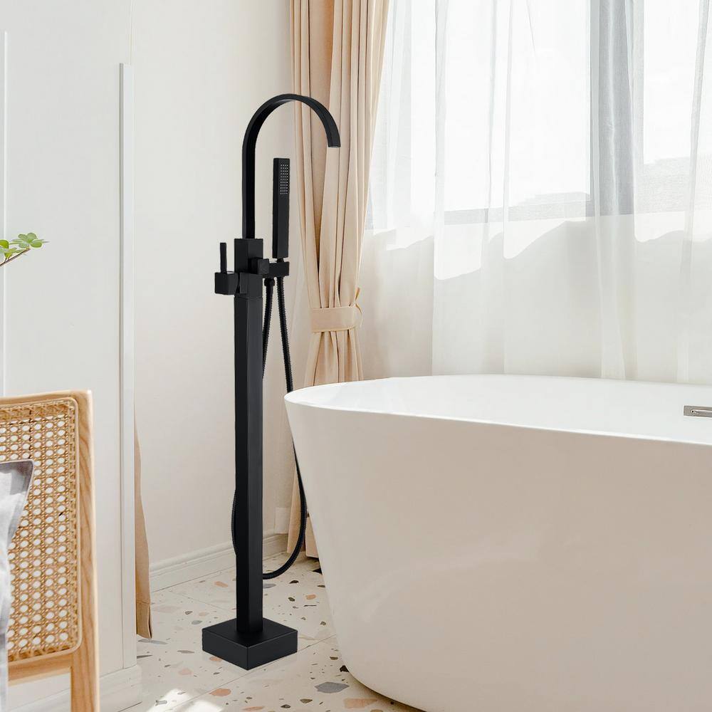 Satico Single-Handle Classical Freestanding Bathtub Faucet with Hand ... Satico Single-Handle Classical Freestanding Bathtub Faucet with Hand ...