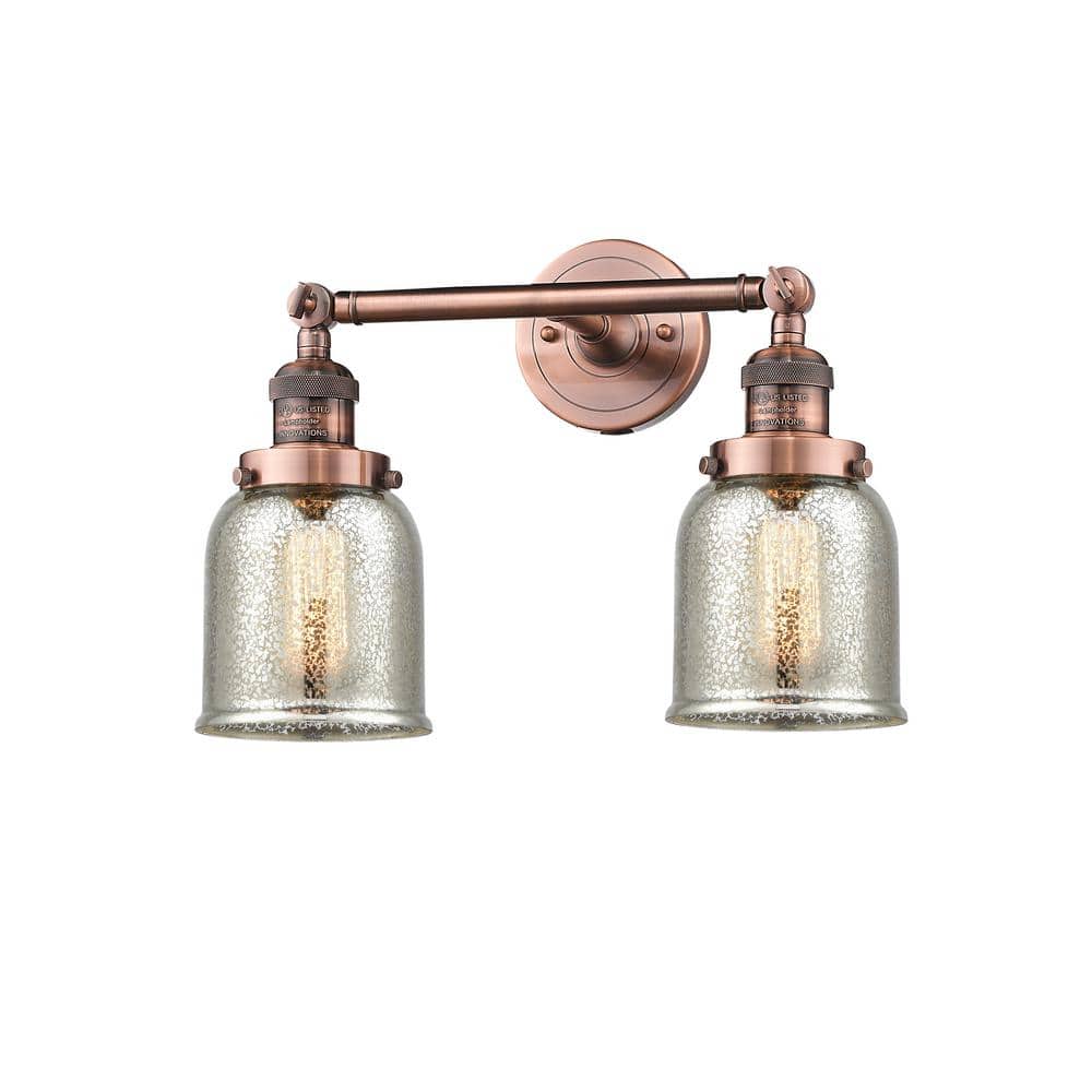 Innovations Bell 15 in. 2 Light Silver Plated Mercury, Antique Copper ...
