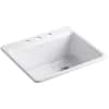 KOHLER Riverby Drop-In Cast-Iron 25 in. 3-Hole Single Basin Kitchen ...