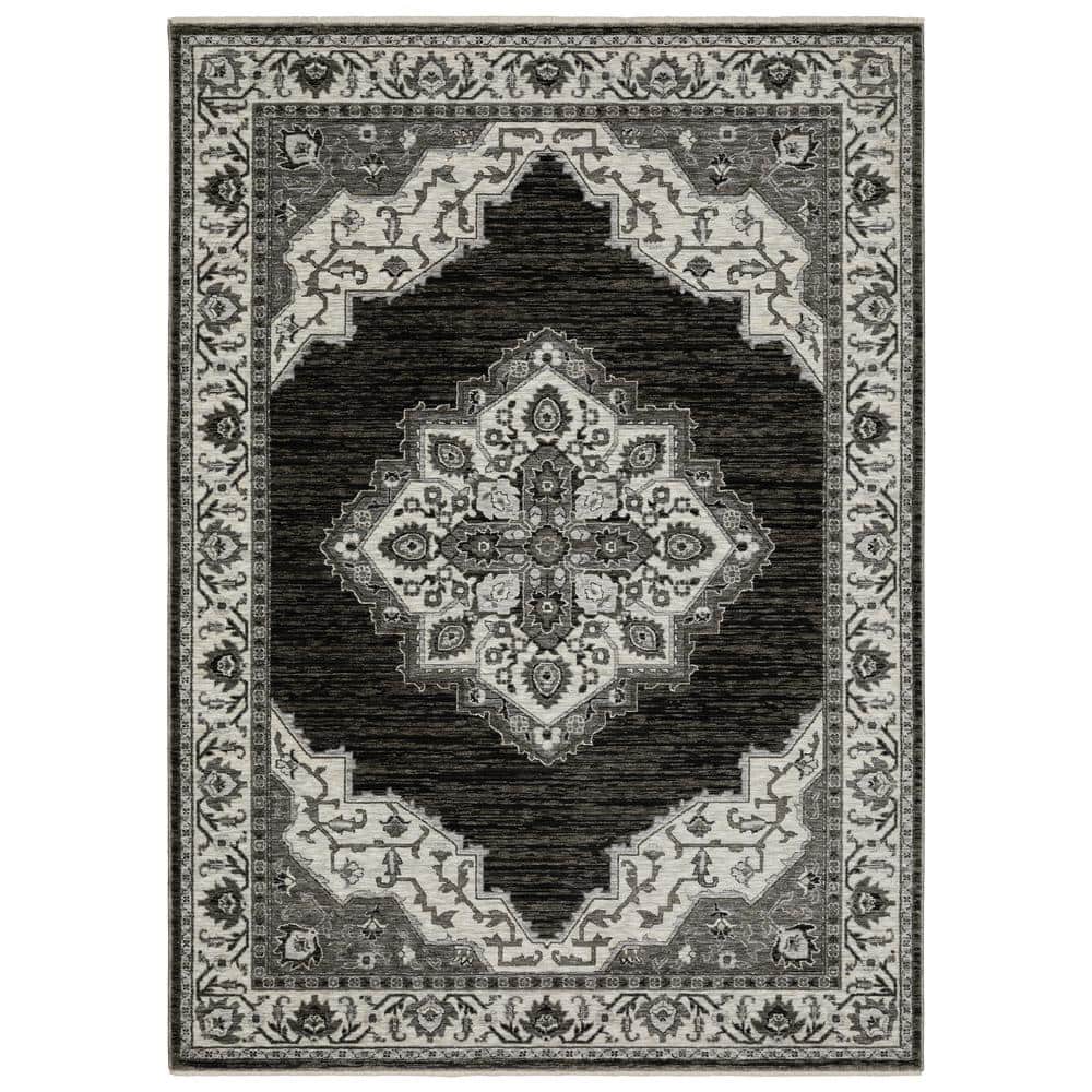 AVERLEY HOME Channing Charcoal/Ivory Doormat 3 ft. x 5 ft. Center ...