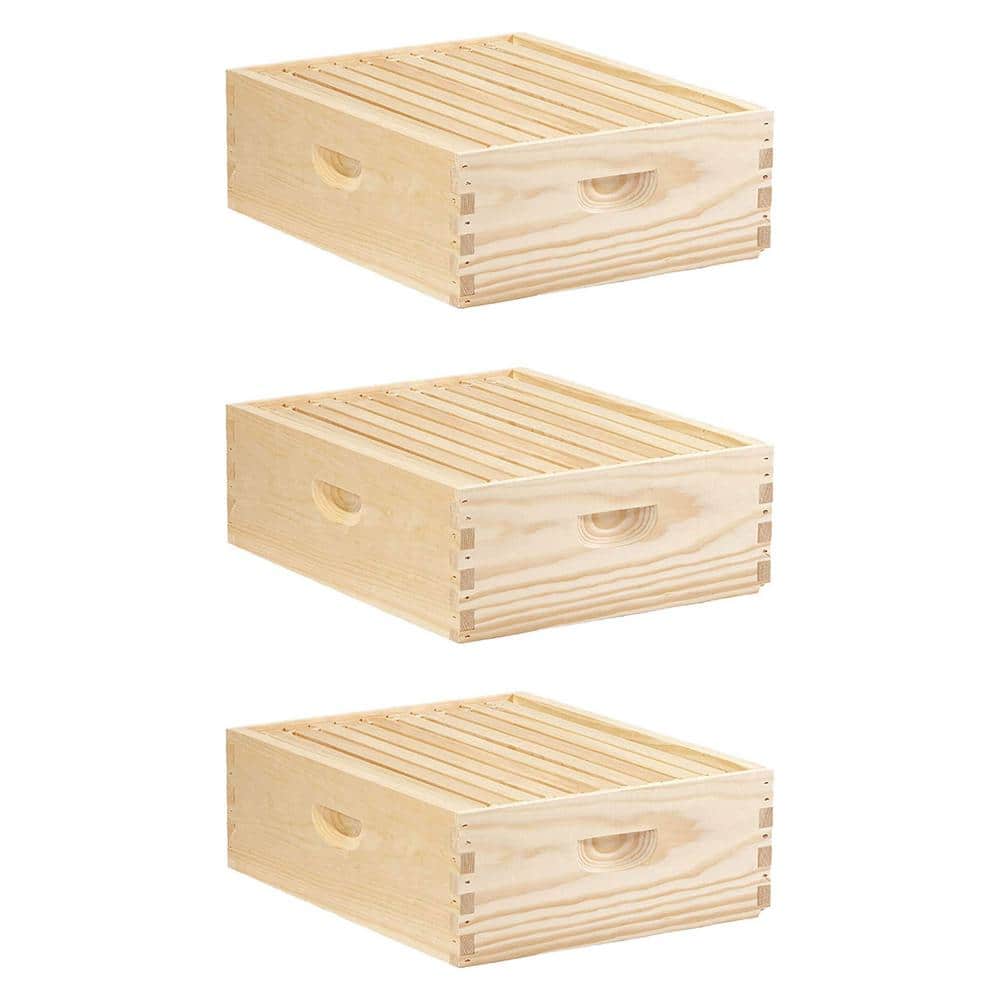 Little Giant 10-Frame Medium Honey Super Beehive Brood Body Wooden Box ...