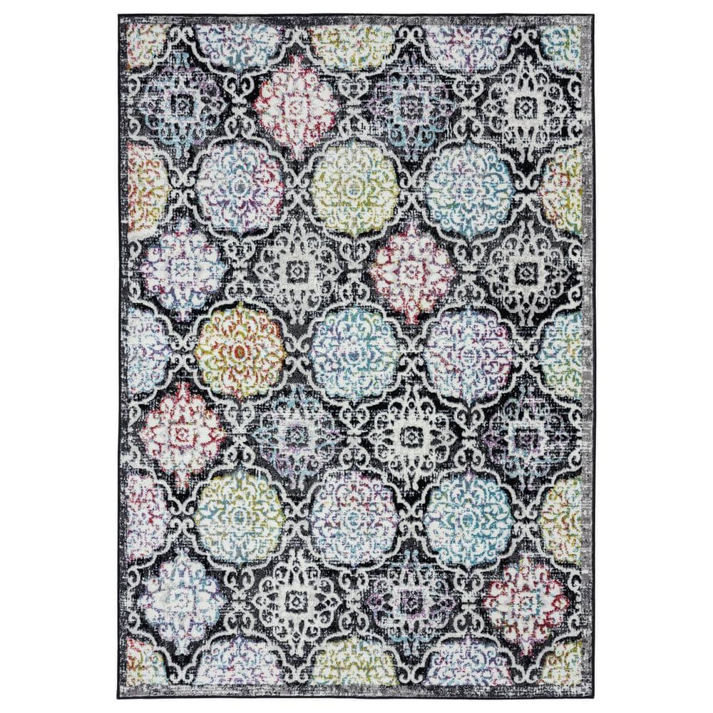 Home Dynamix Boho Andorra Black/Pink 5 ft. x 7 ft. Damask Area Rug 2 ...