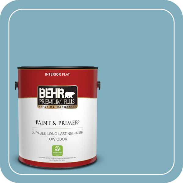 BEHR PREMIUM PLUS 1 gal. #PMD-83 Porcelain Blue Flat Low Odor Interior ...