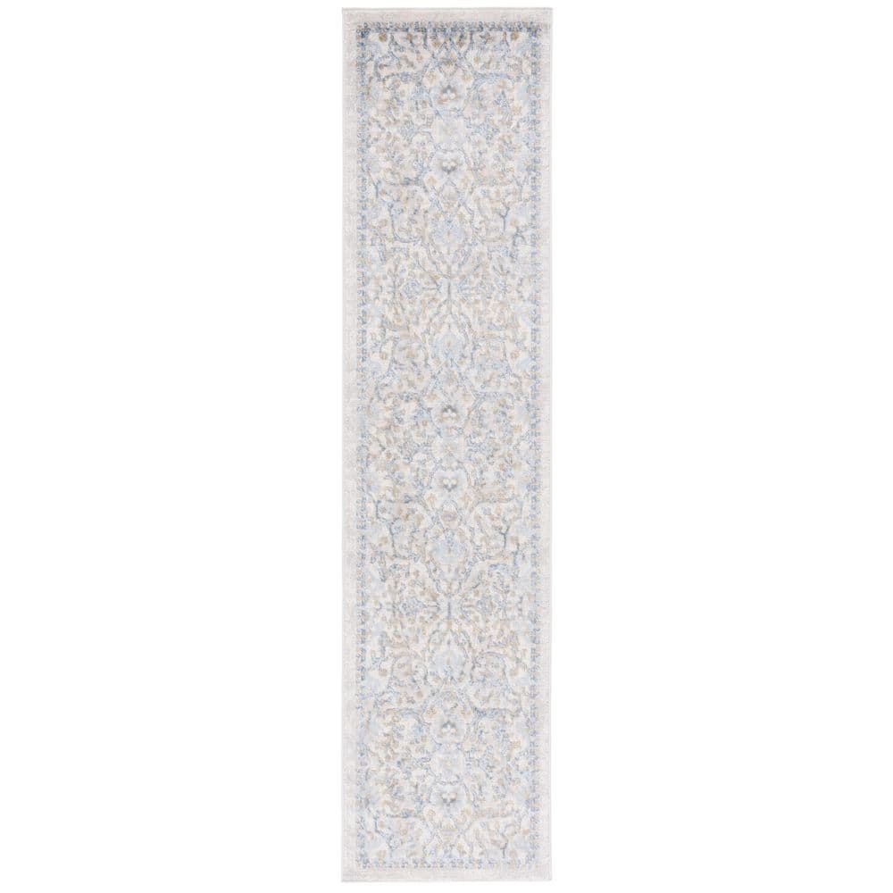 SAFAVIEH Palma 2 ft. x 7 ft. Beige/Light Blue Ornate Border Runner Rug ...