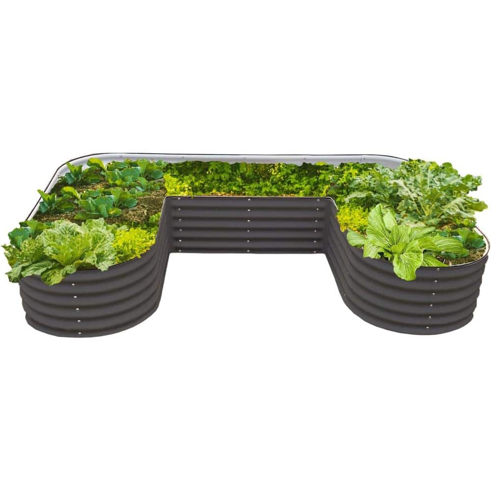 vego garden 17 in. Tall U-Shape Raised Garden Bed Metal Planter Box for ...