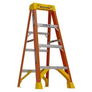 Werner 8 ft. Fiberglass Step Ladder (12 ft. Reach Height) with 250 lb ...