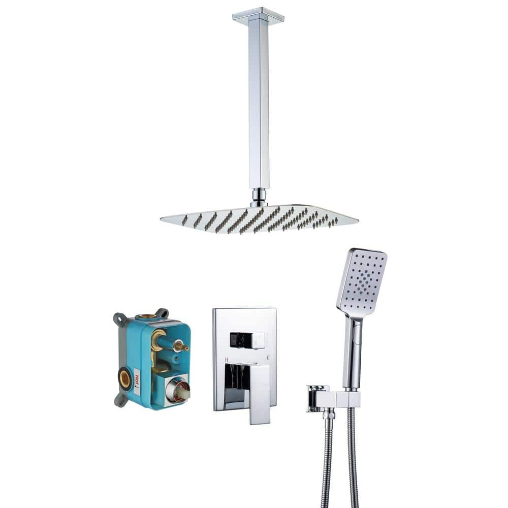Lukvuzo 3-Spray 12 In. Ceiling Shower Head Wall Mount Fixed and ...