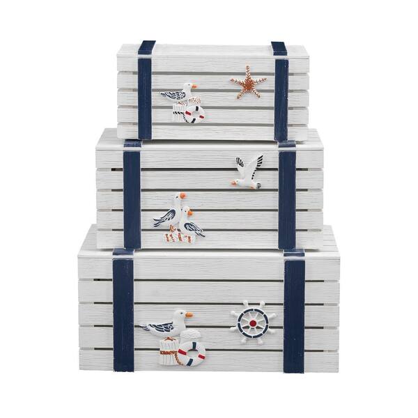Coast to Coast 3-Piece Catch of the Day White Nesting Trunks 51522